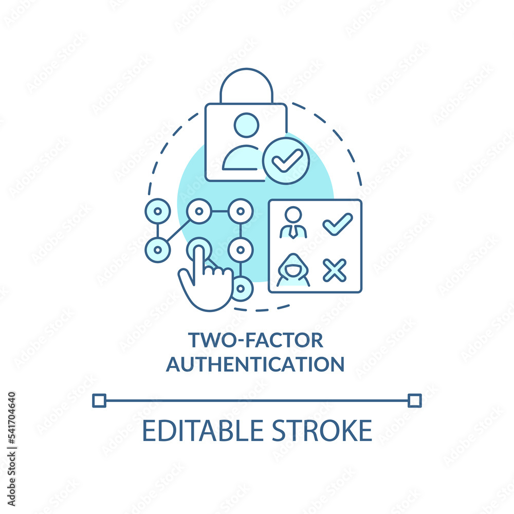 Two factor authentication turquoise concept icon. Mobile banking safety ...