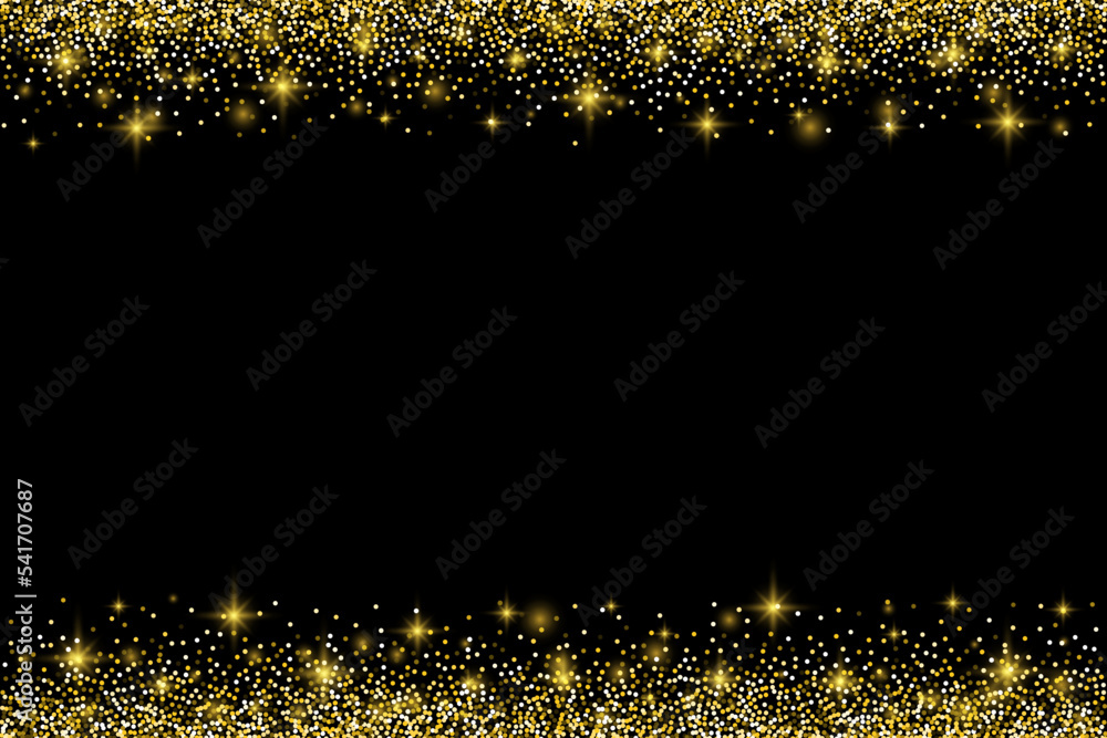 Gold glitter borders with sparkles. Vector illustration. Stock Vector ...