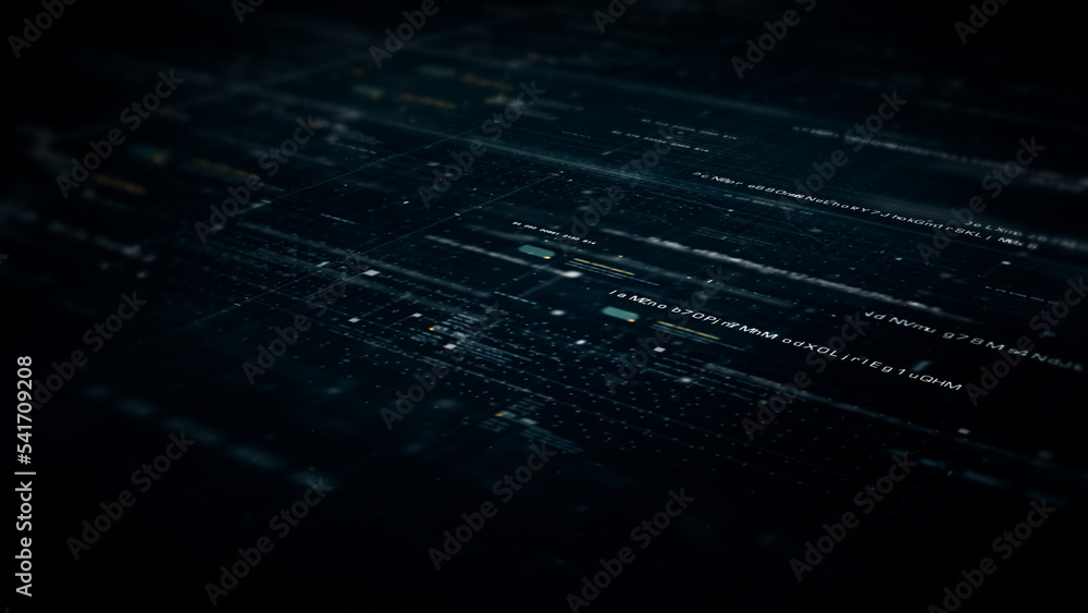 Futuristic abstract de-focus flowing data matrix, meta, metaverse ...
