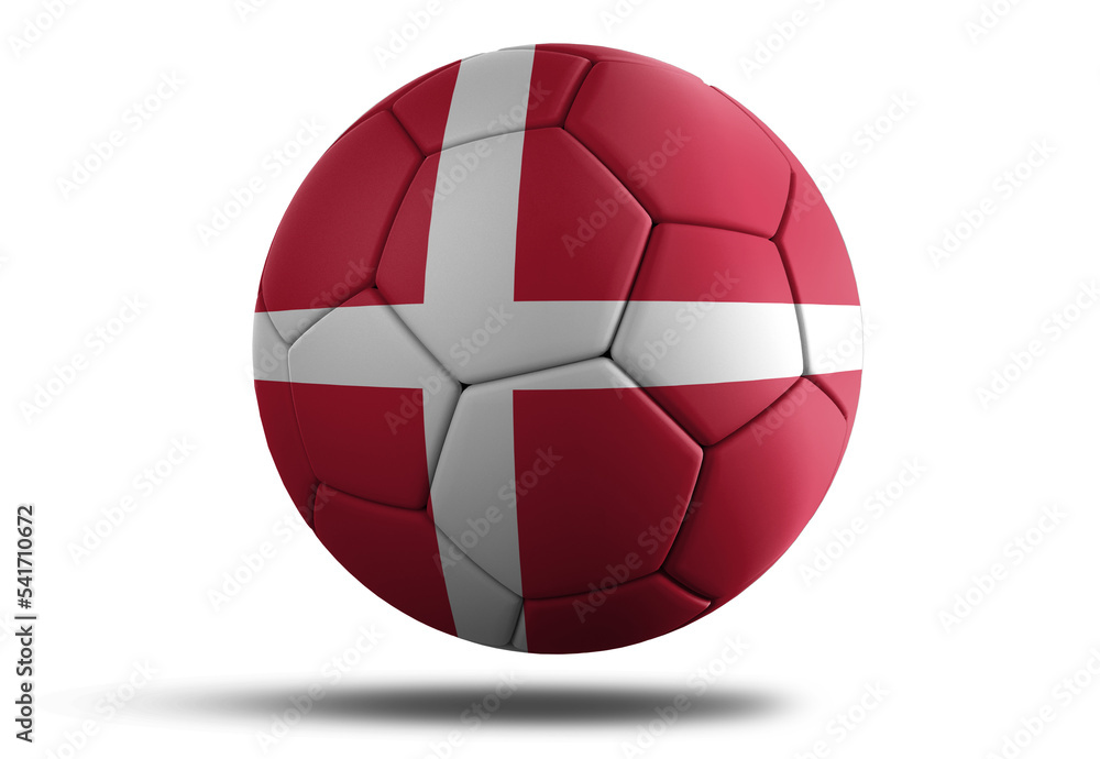 Denmark flag football ball for 2022 Soccer World Cup. Danish country ...