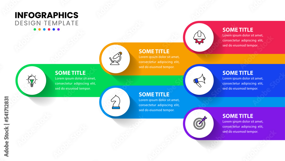 Infographic template. 6 steps with text and icons Stock Vector | Adobe ...
