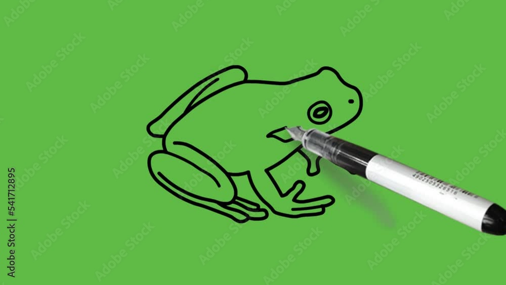 Draw frog amphibian tadpole in blue color combination with black ...