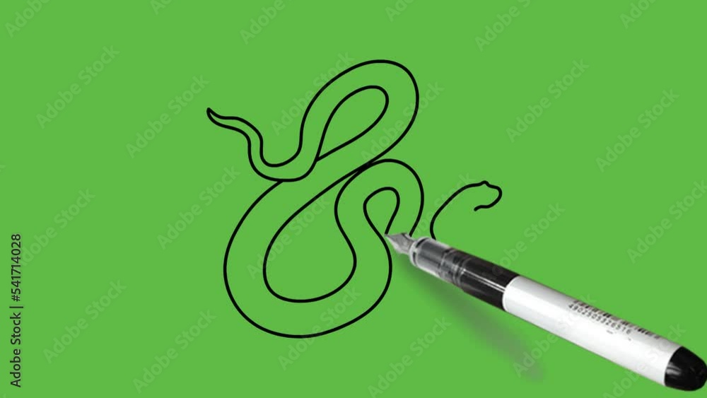 Draw snake reptile animal in blue color combination with black outline ...