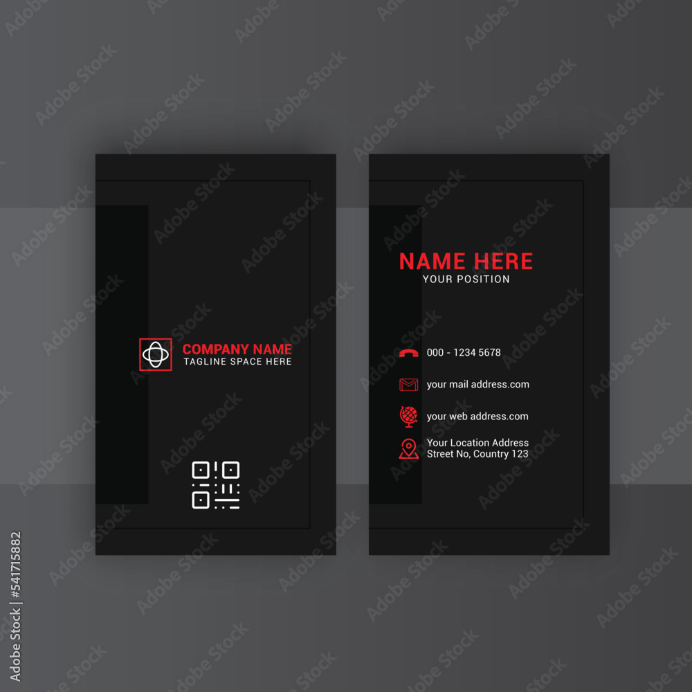 Vertical Business Card Design. Black Card Design. Photos & Vector ...