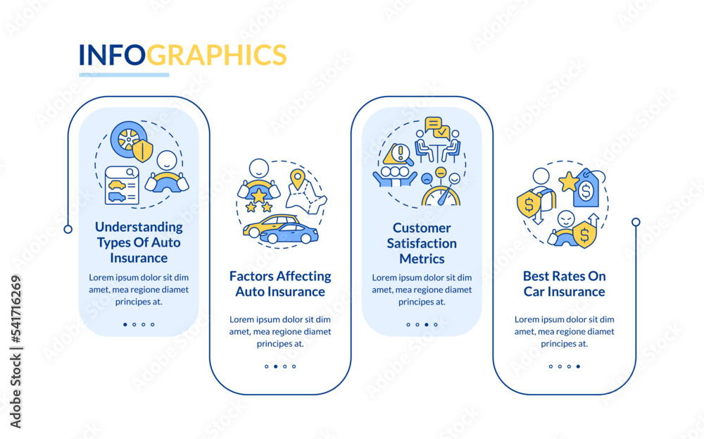 Finding car insurance service rectangle infographic template. Data ...