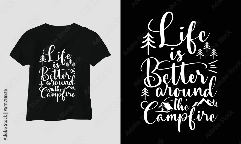 Camping SVG Design with Camp, Tent, Mountain, Jangle, Tree, Ribbon ...