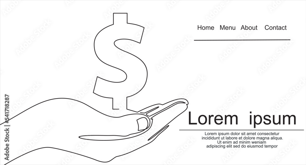Continuous line drawing of hand holding a dollar sign. Stock Vector ...