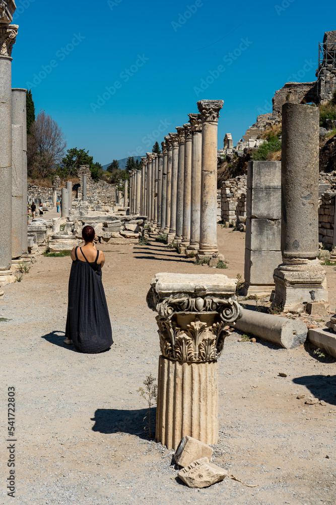 Beautiful perspective of columns in Roman Commercial Agora, Ephesus ...