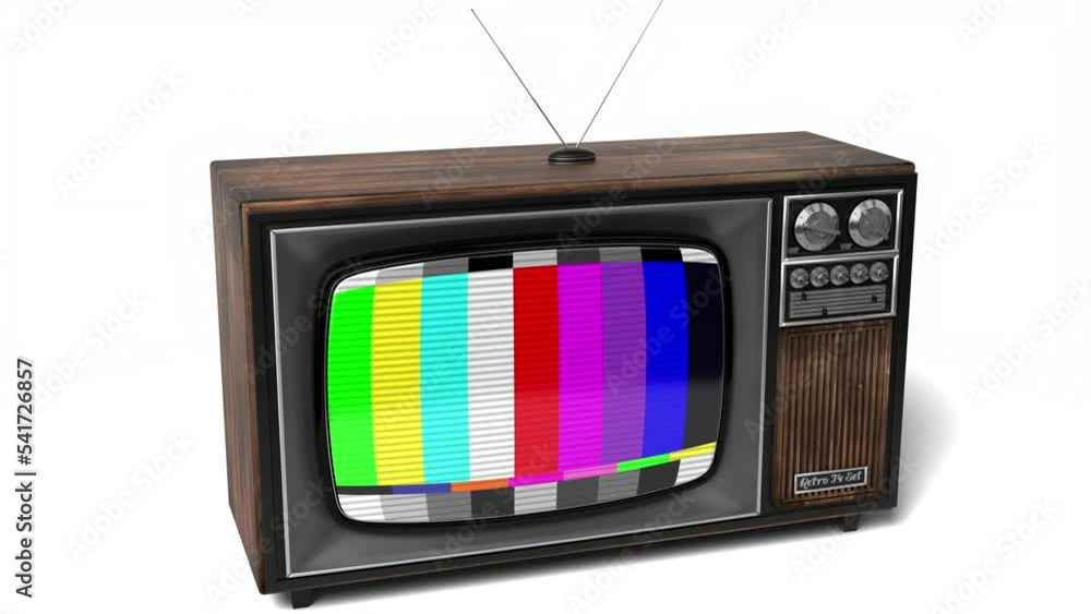 Vintage wooden TV receiver with green screen isolated on white ...
