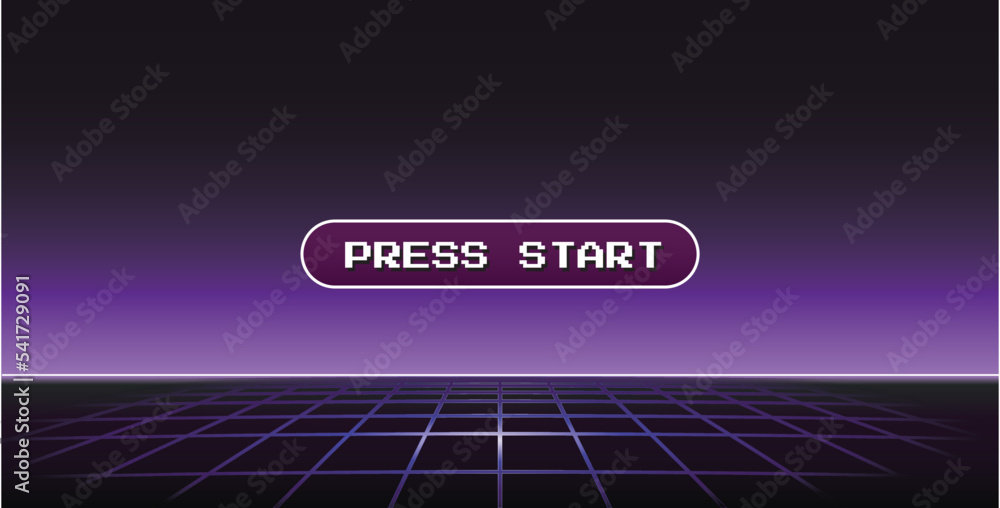 Vector illustration of a purple retrowave background with neon ...