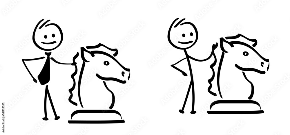 Strategy plan idea symbol. Drawing working, leader concept. cartoon ...
