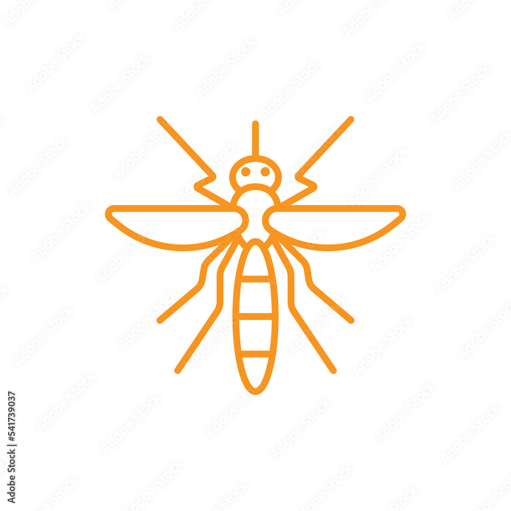eps10 orange vector Mosquito abstract line art icon isolated on white ...