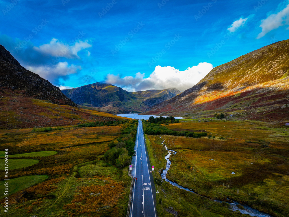 mountain road in Snowdonia Stock Photo | Adobe Stock