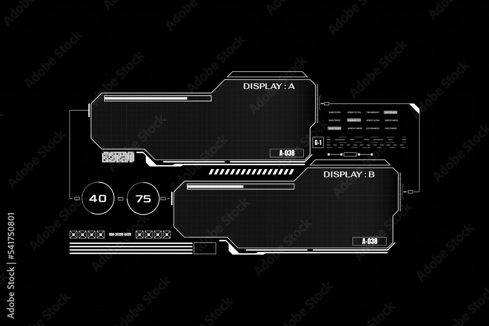 HUD futuristic infographic dual screen frame report information vector ...