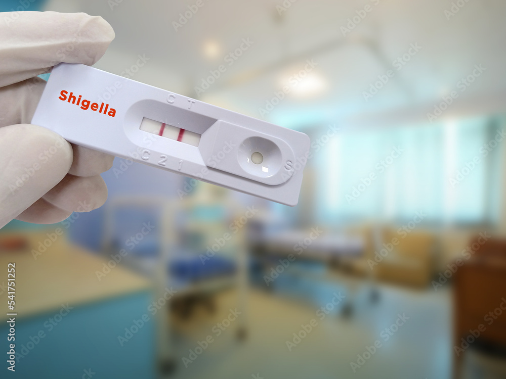 Doctor hold Shigella infection (shigellosis) positive test result rapid ...