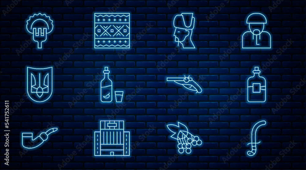 Set line Medieval sword, Bottle of vodka, Ukrainian cossack, Vodka with ...