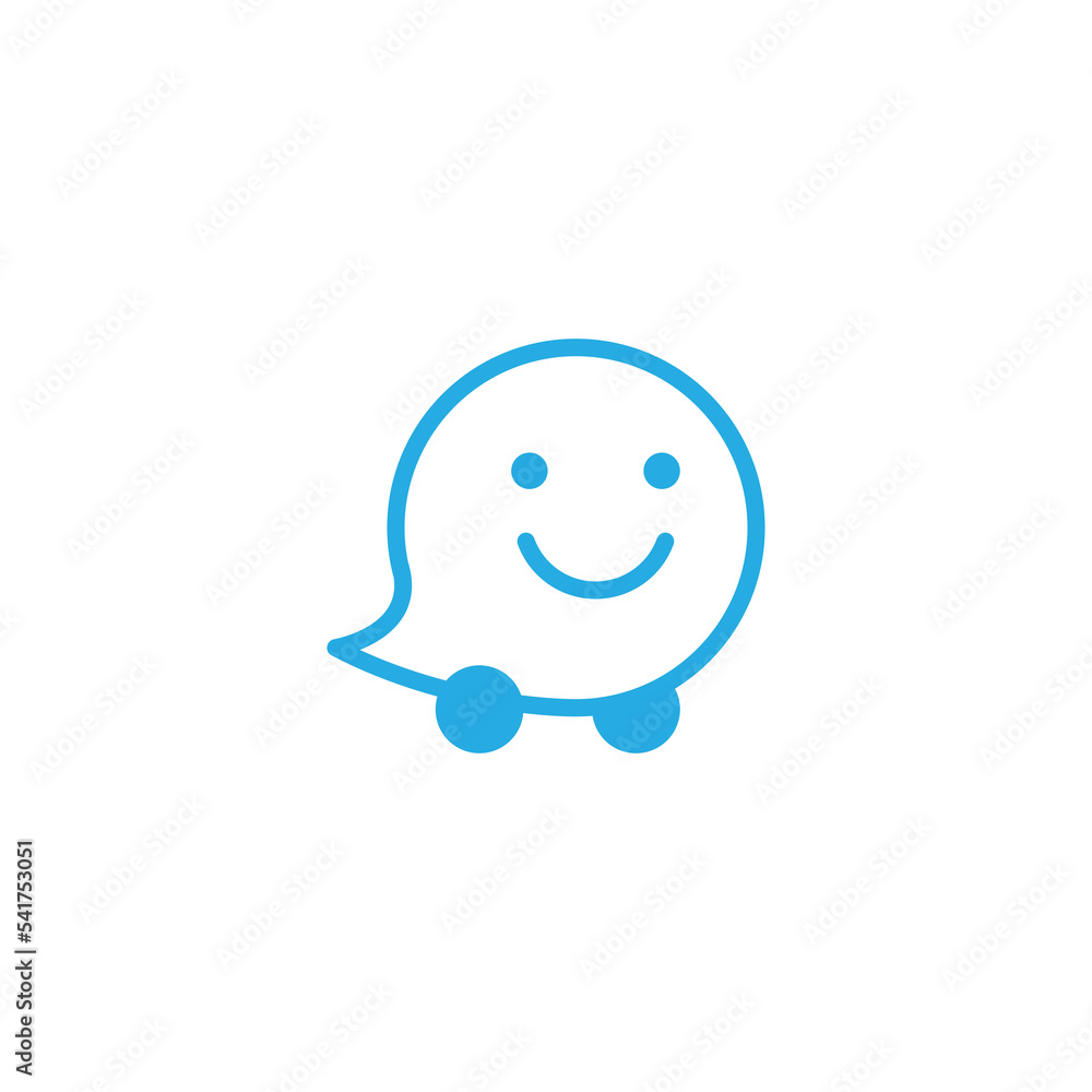 eps10 blue vector smiling Waze abstract line art icon isolated on white ...