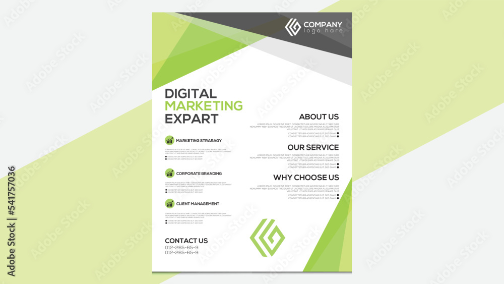 Green flyer design template Stock Vector | Adobe Stock