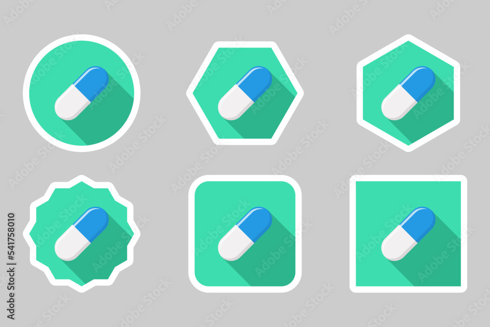 Blue Pill Capsule, Medicine, vector mark symbols green style. White ...