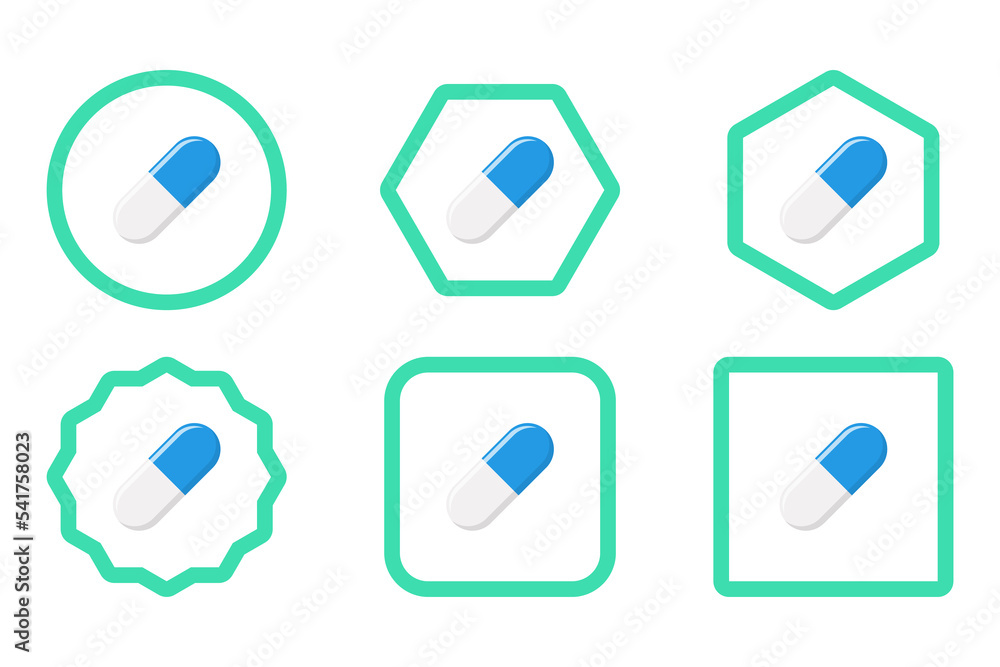 Blue Pill Capsule, Medicine, vector mark symbols green style. Pill ...