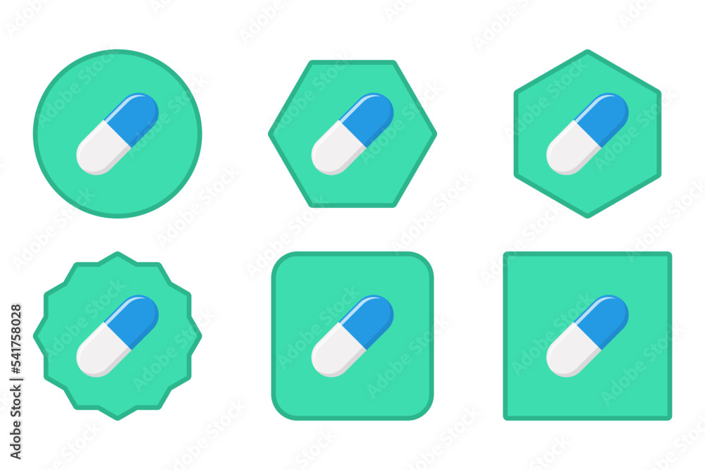 Blue Pill Capsule, Medicine, vector mark symbols green style. Pill ...