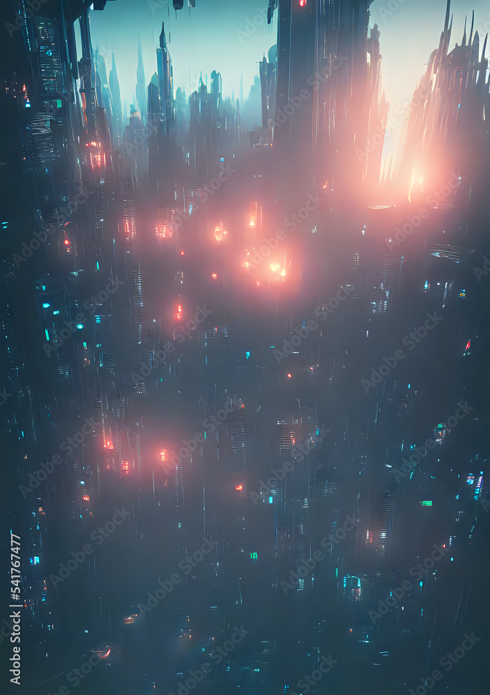 bird's eye view of a futuristic cityscape - skyscrapers - city ...