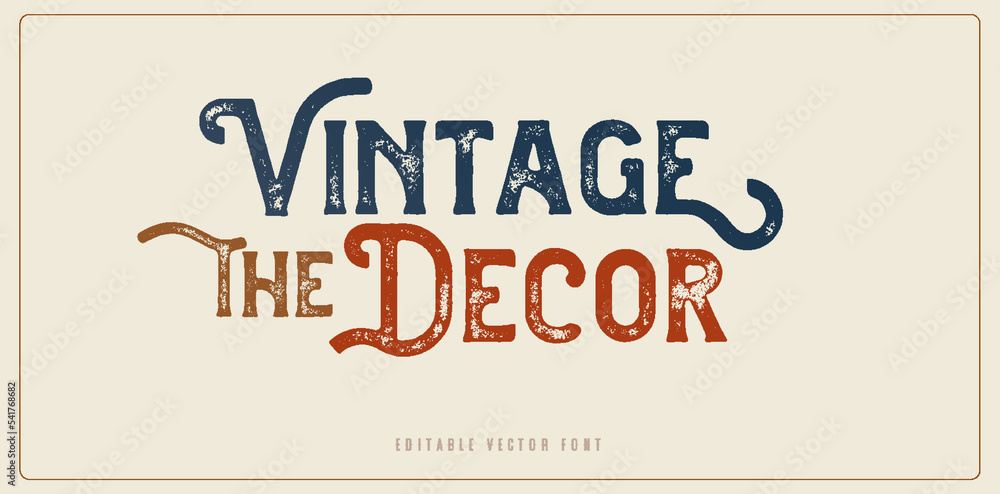Vintage The Decor retro alphabet banner letters font poster. Typography ...