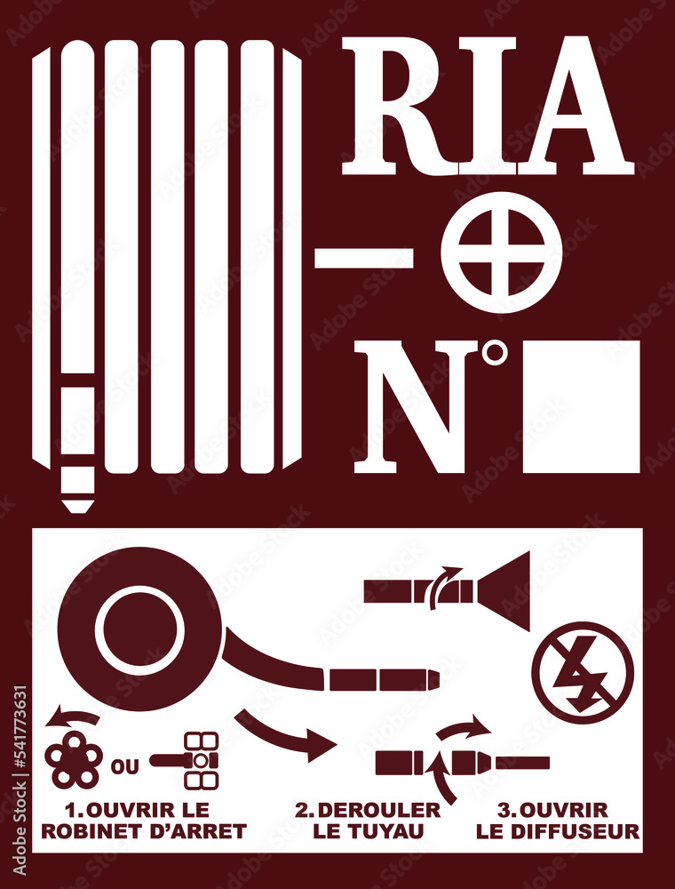 affiche indiquant qu'il y a un moyen de secours ici un RIA en blanc sur ...