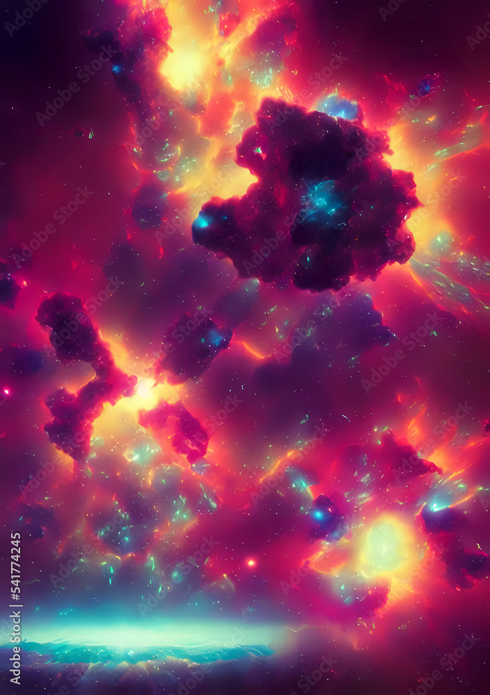 Psychedelic Colorful Space Nebula