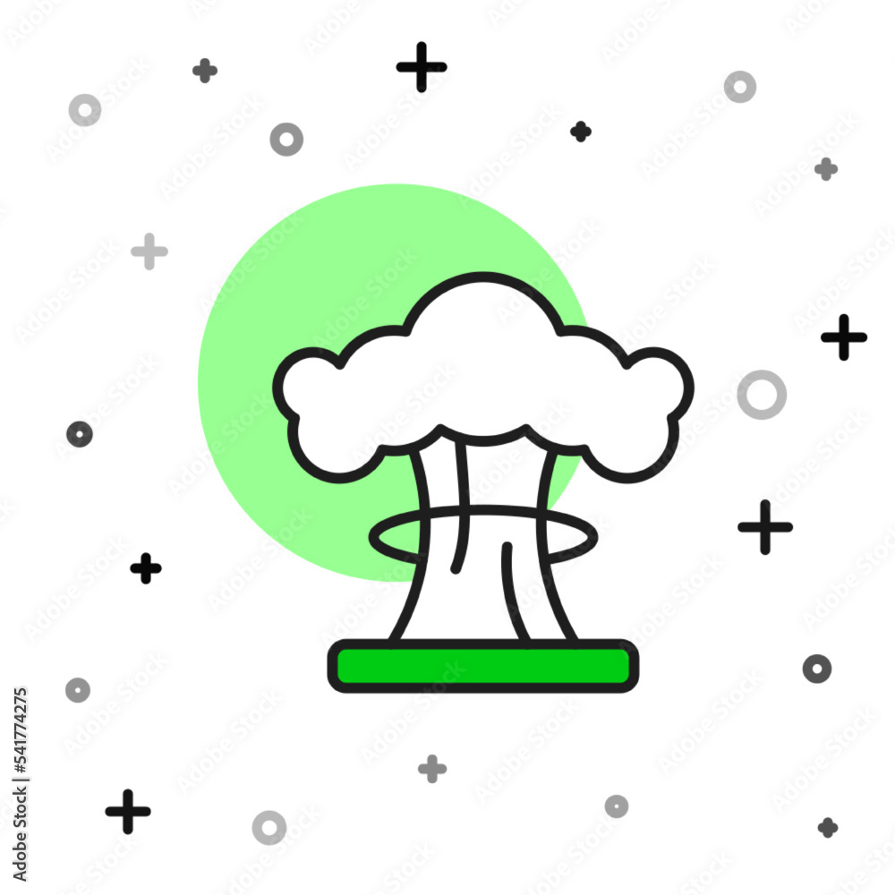 Filled outline Nuclear explosion icon isolated on white background ...