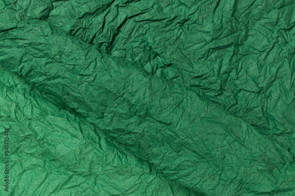 Green crumpled paper background. Full frame texture. Stock Photo ...
