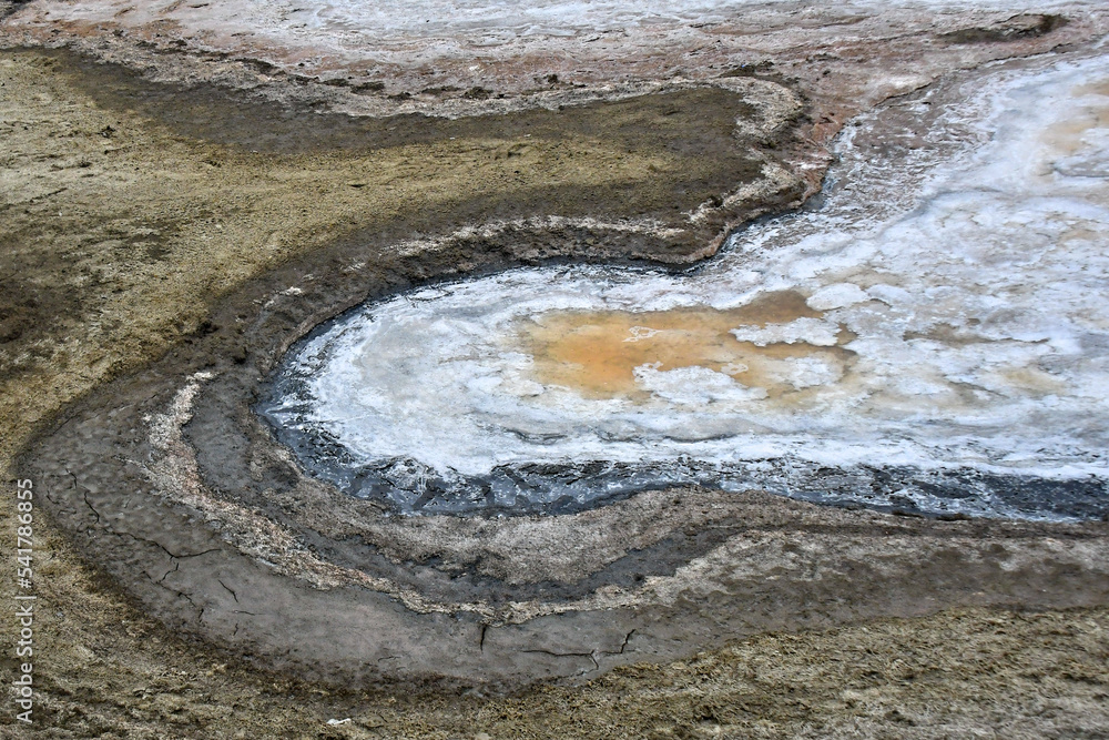 Small inlet showing a graduated shoreline. As evaporation drops water ...