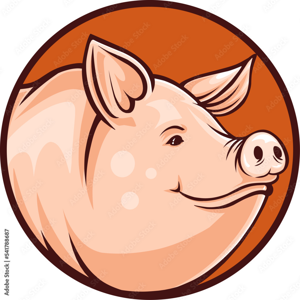 Vetor de pig head logo cartoon illustration do Stock | Adobe Stock