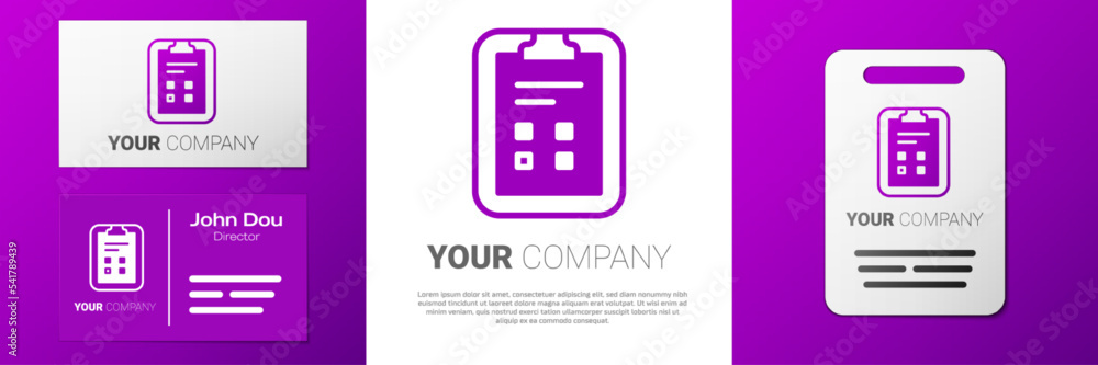 Logotype Exam sheet with check mark icon isolated on white background ...