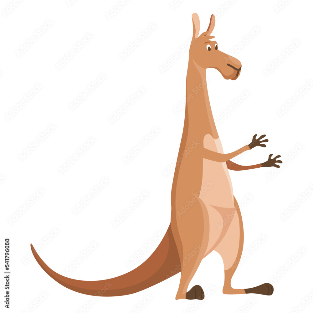 Kangaroo character posing. Adult kangaroo with pouch standing. Vector ...