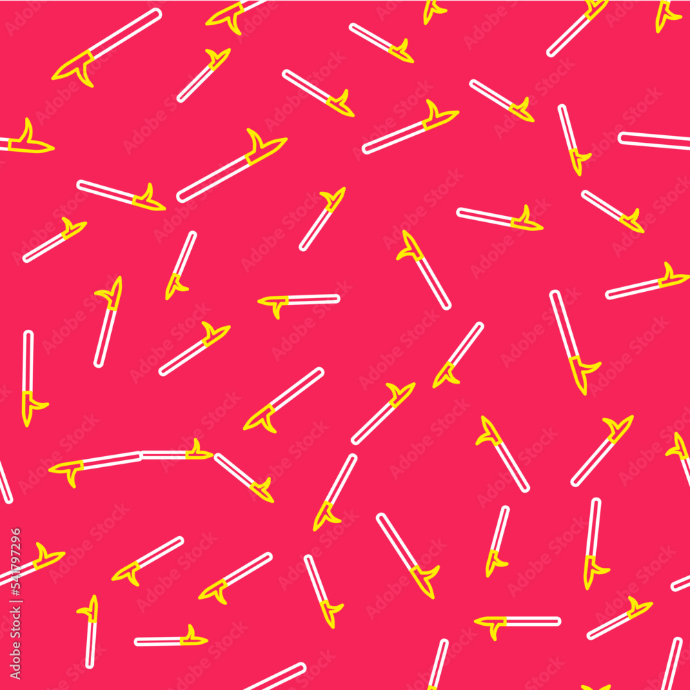 Line Metal pike pole with wooden handle icon isolated seamless pattern ...