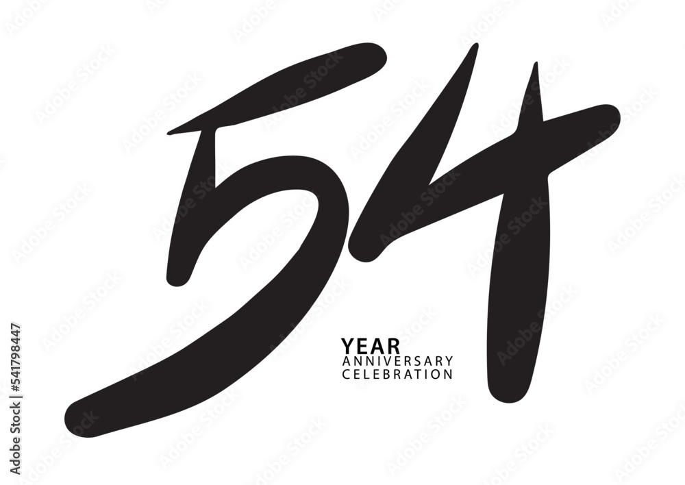 54 year anniversary celebration black color logotype vector, 54 number ...
