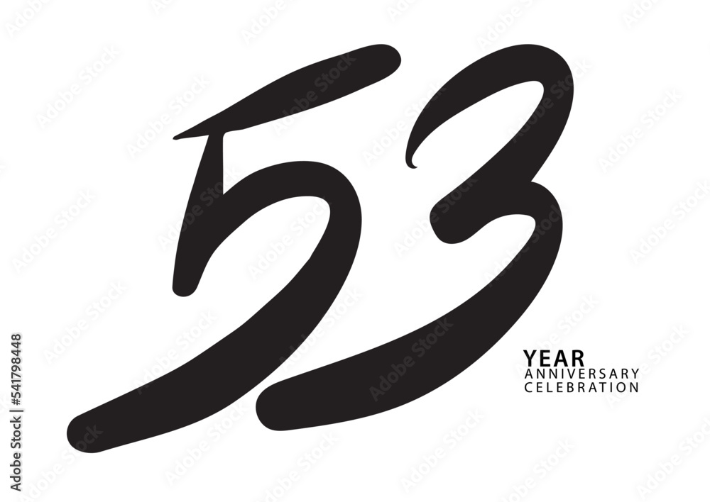 53 year anniversary celebration black color logotype vector, 53 number ...