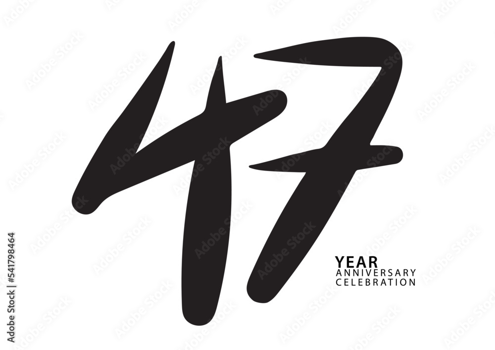 47 year anniversary celebration black color logotype vector, 47 number ...