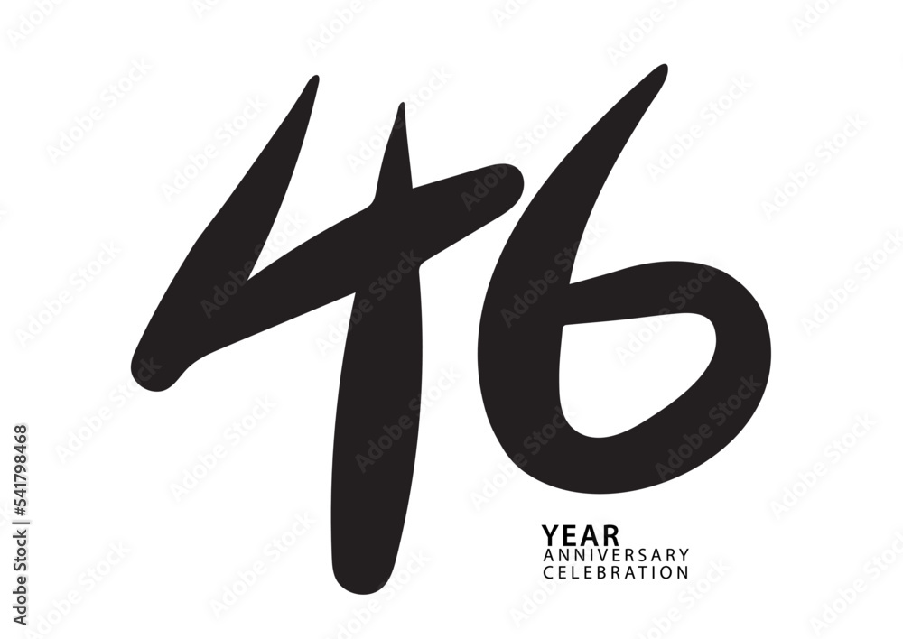 46 year anniversary celebration black color logotype vector, 46 number ...