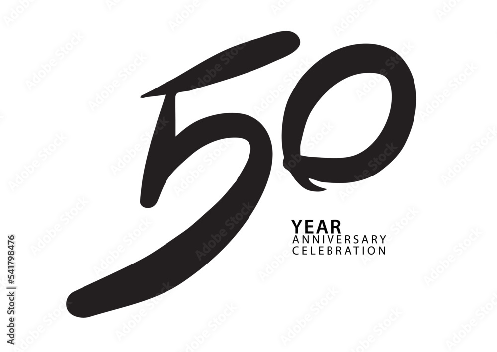 50 year anniversary celebration black color logotype vector, 50 number ...
