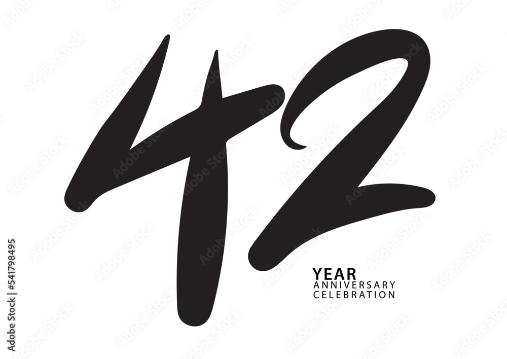 42 year anniversary celebration black color logotype vector, 42 number ...