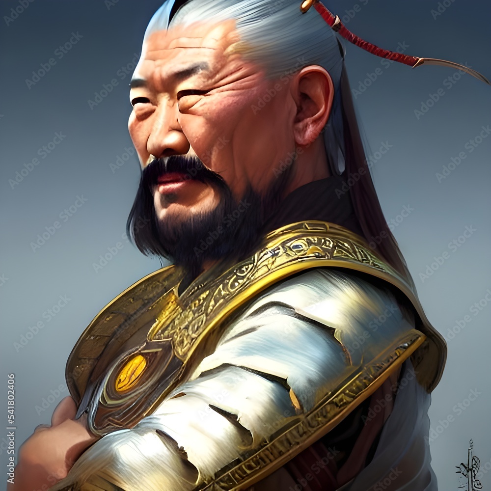 Portrait of Genghis Khan, Mongolian Emperor. High quality illustration ...