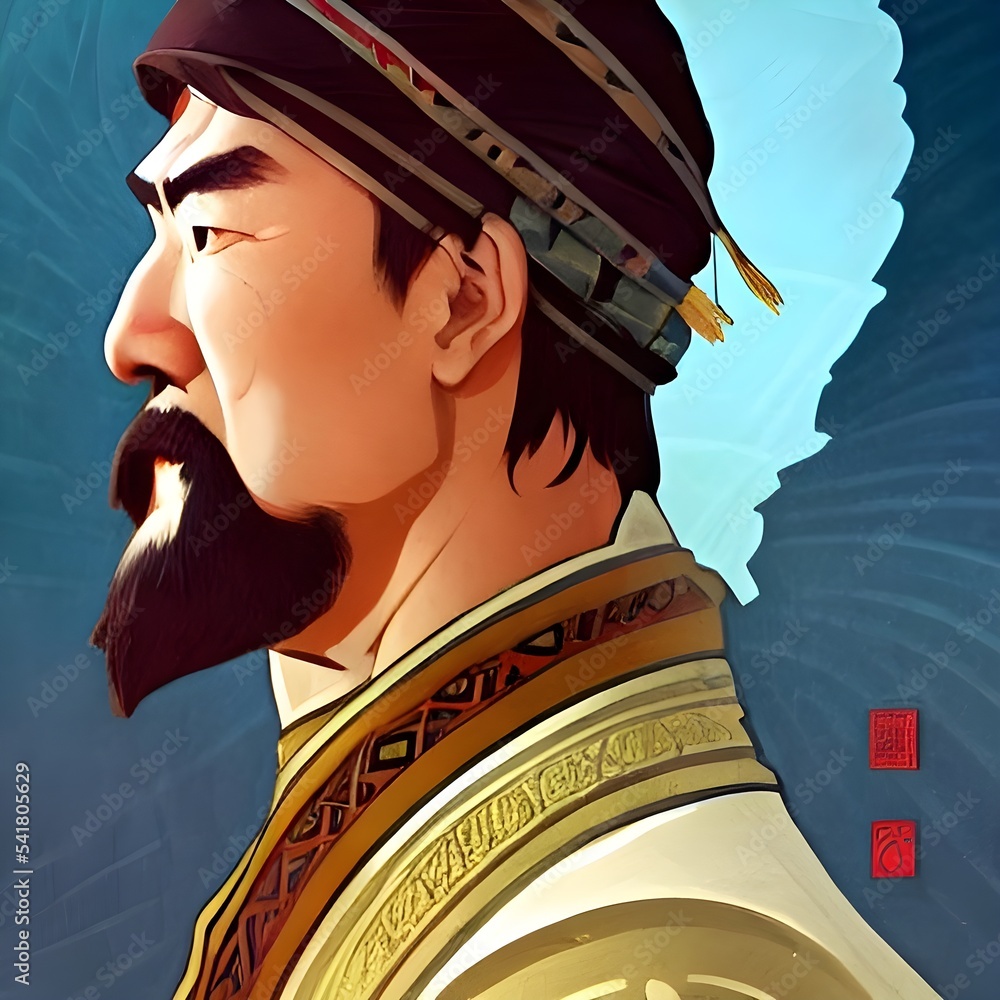 Portrait of Genghis Khan, Mongolian Emperor. High quality illustration ...