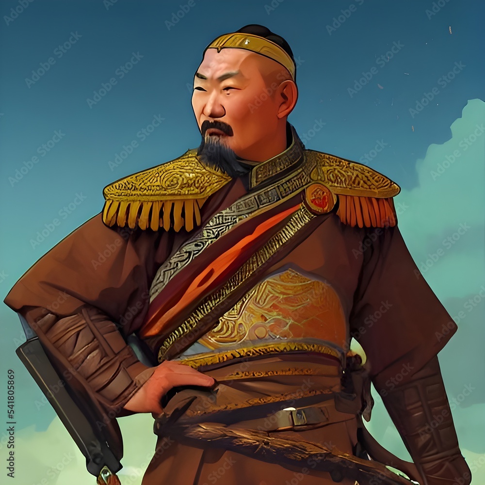 Portrait of Genghis Khan, Mongolian Emperor. High quality illustration ...