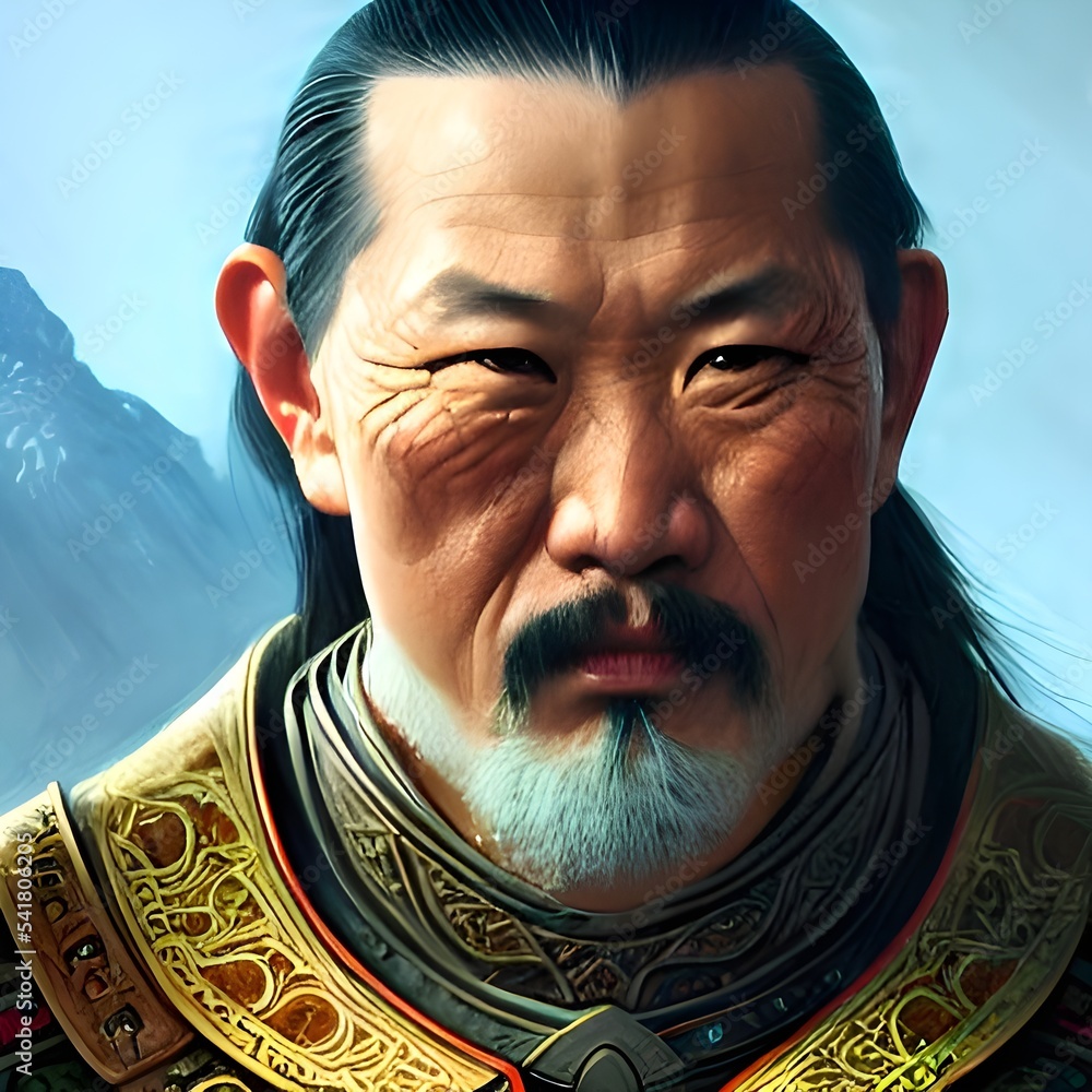 Portrait of Genghis Khan, Mongolian Emperor. High quality illustration ...