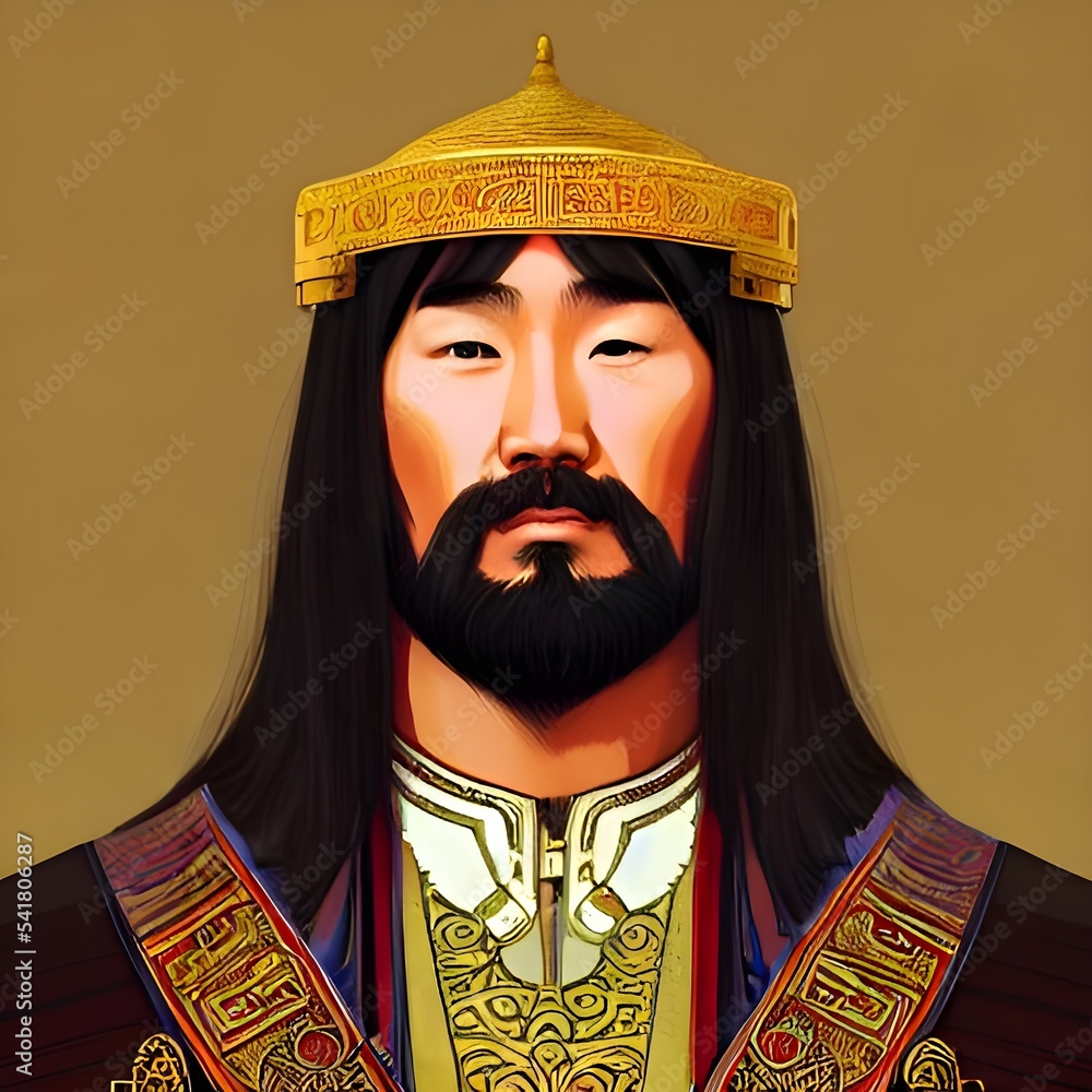 Portrait of Genghis Khan, Mongolian Emperor. High quality illustration ...