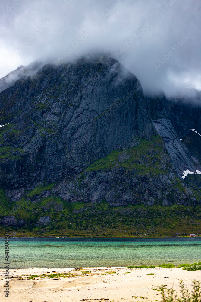 panorama of the landscape of the lofoten islands, norway, small ...