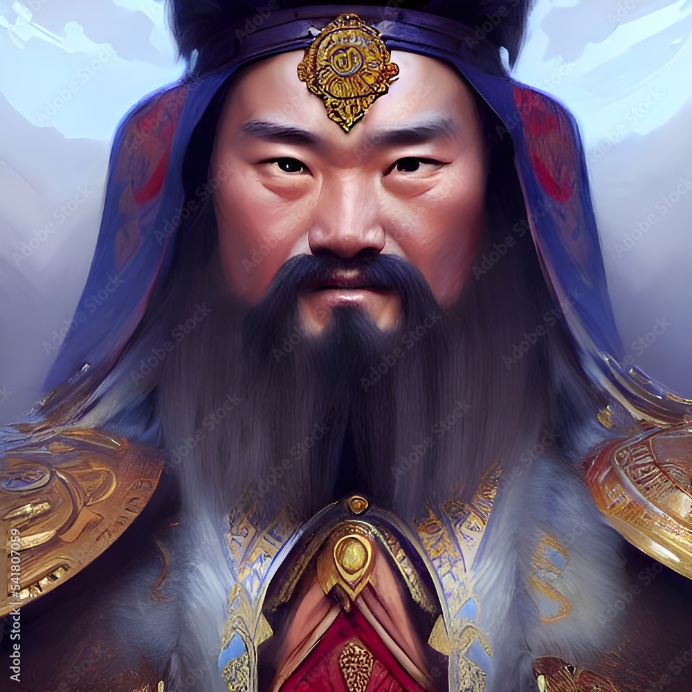 Portrait of Genghis Khan, Mongolian Emperor. High quality illustration ...