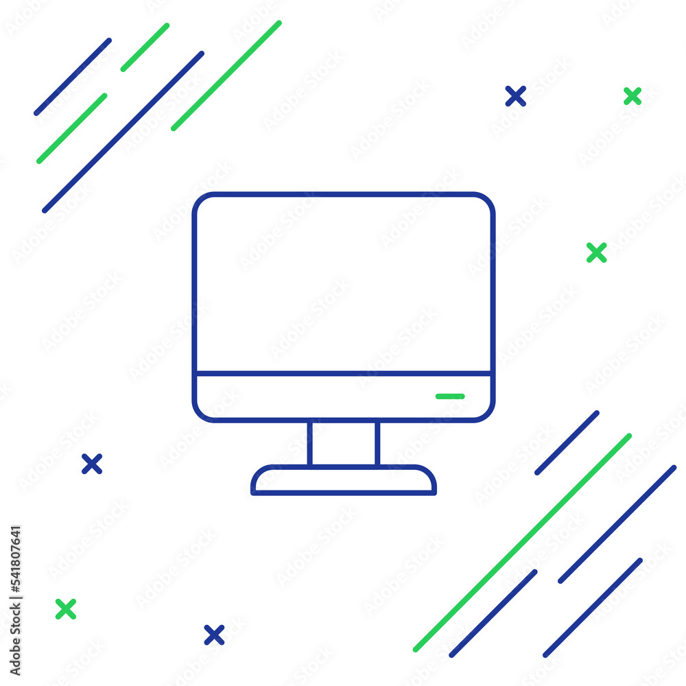 Line Computer monitor screen icon isolated on white background ...